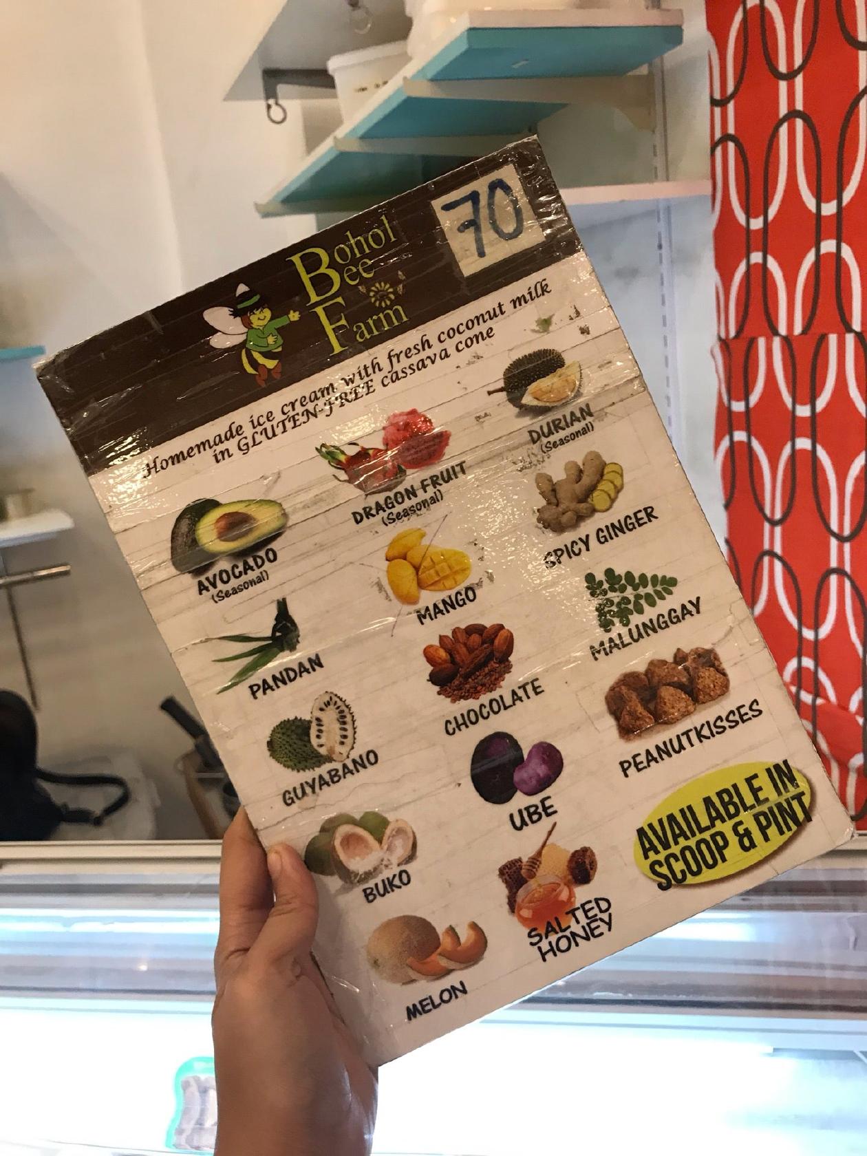 Menu at Bohol Bee Farm, Cebu City