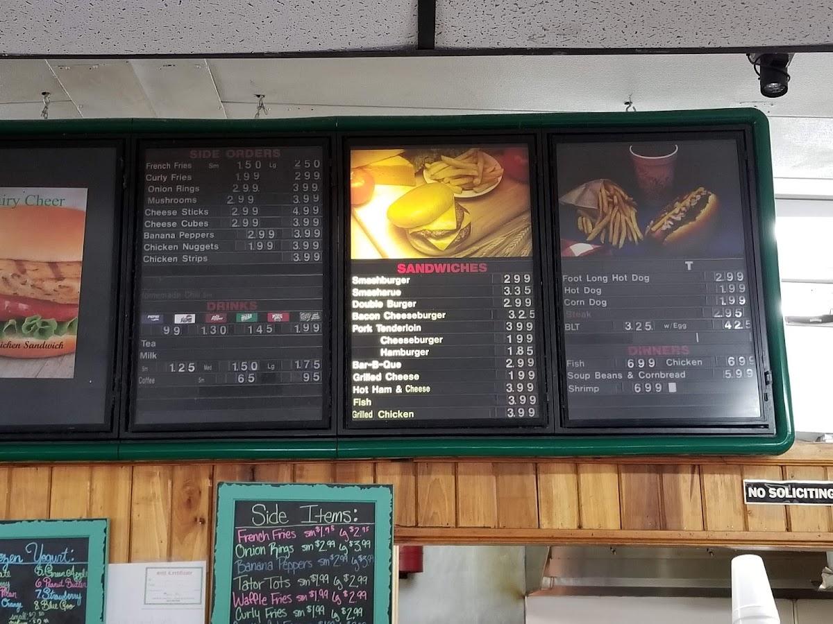 Menu at Dairy Cheer Prestonsburg restaurant, Prestonsburg, N Lake Dr