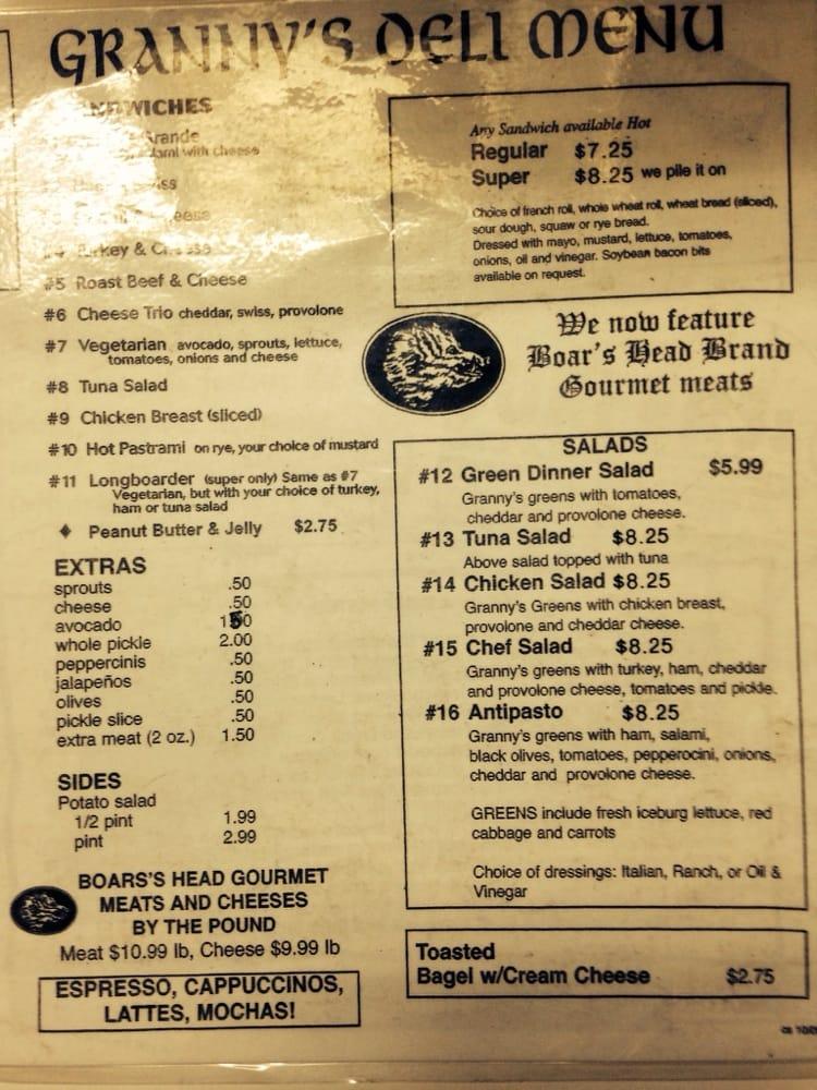Menu at Granny's Grocery, Hermosa Beach