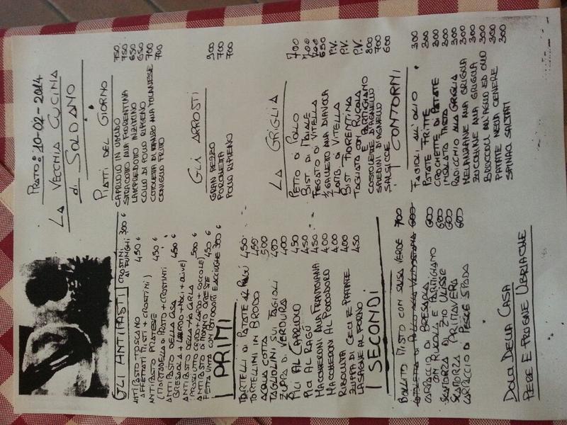 Menu da La Vecchia Cucina di Soldano ristorante, Prato