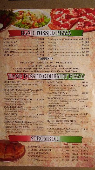 Carta de pizzería Papa V, Towanda