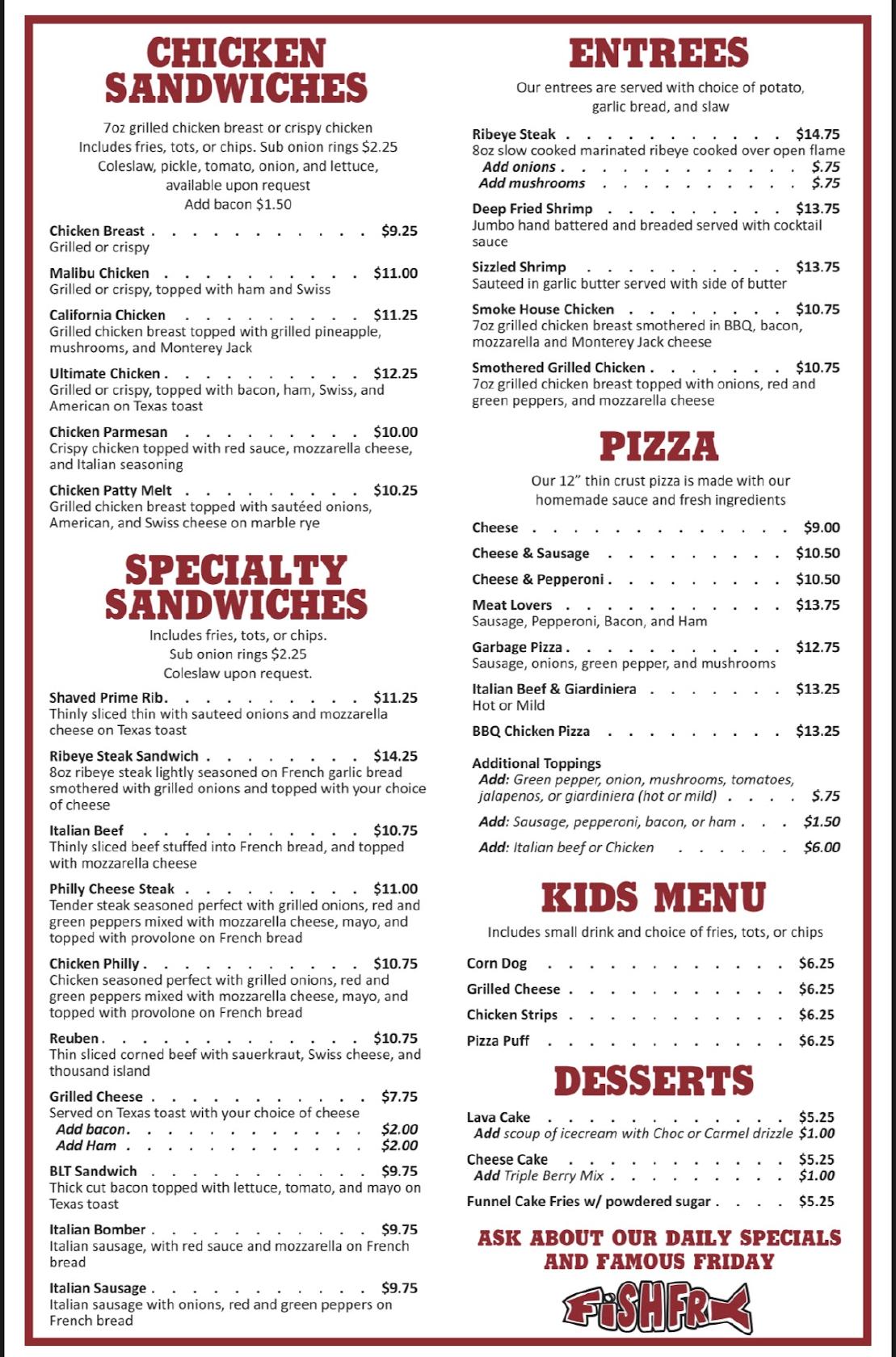 Menu at Ralph's Ace of Hearts pub & bar, Trevor
