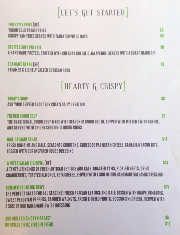 Menu at The Drake Pub, Canmore