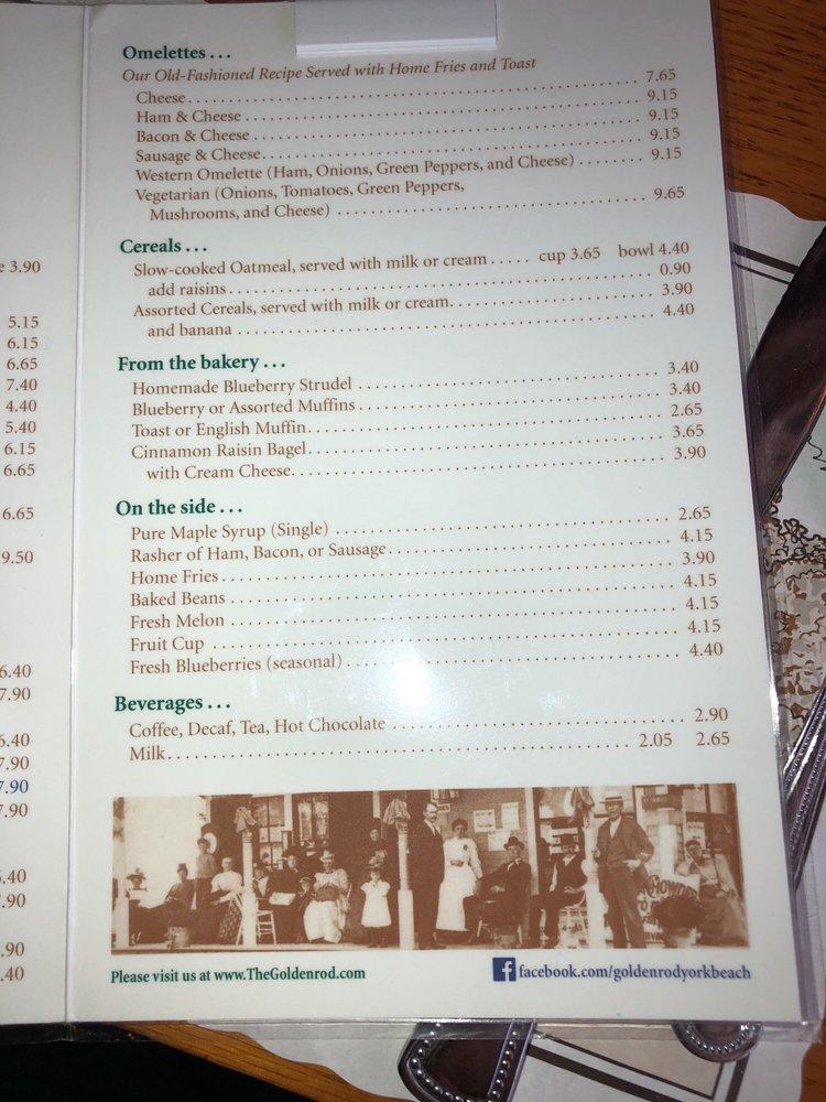 Menu at The Goldenrod restaurant, York