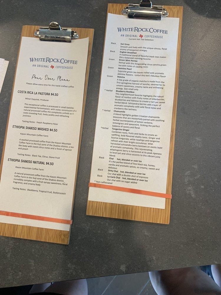 Carta del café White Rock Coffee, Dallas, D Royal Ln