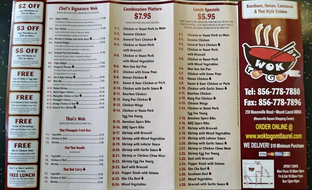 Menu at Wok To Go restaurant, Mount Laurel