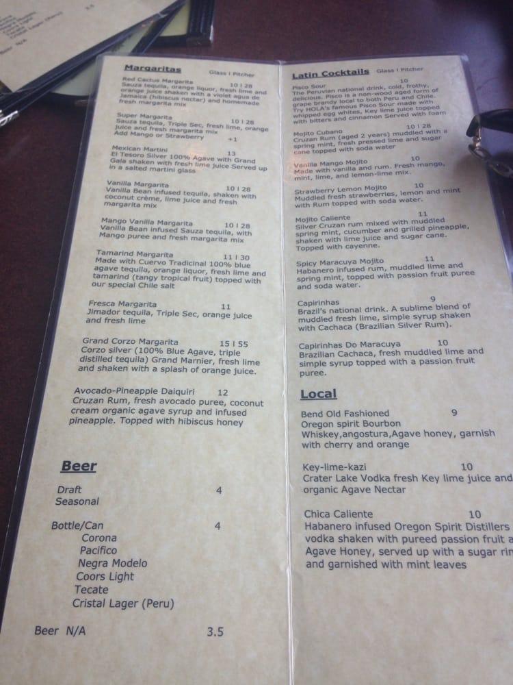 Menu at Hola Restaurant, Bend