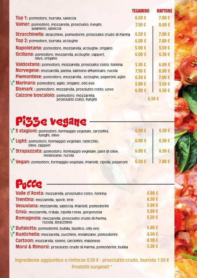 Menu da Morsi e Rimorsi ristorante, Cambiano