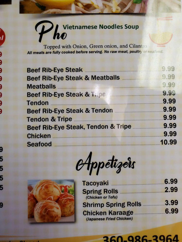 Menu at SpeedBowl restaurant, Hoquiam