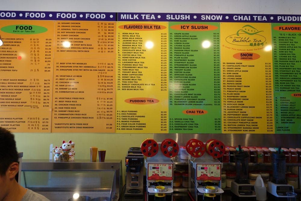 Menu at St Louis Bubble Tea restaurant, University City