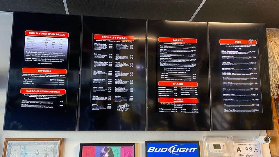 Menu at Yellow Submarine pizzeria, Nags Head