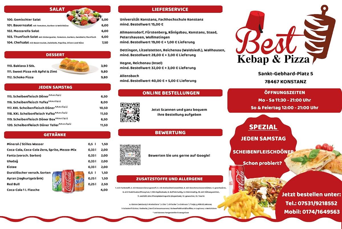 Menu at Best Kebap & Pizza - Traditionell und Lecker, Konstanz