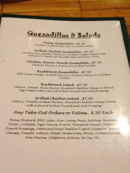 Menu at Buckboard Bar and Grille, Reed City