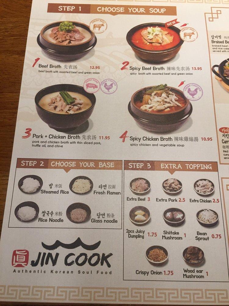 Carta del restaurante Jin Cook - Authentic Korean Soul Food, Glendale
