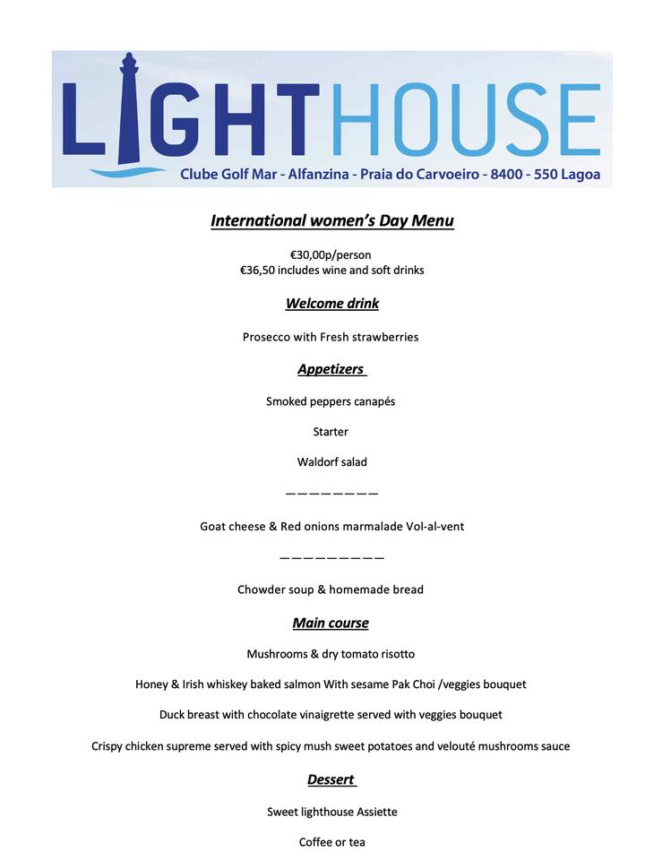 Menu at Lighthouse Grill & Bar, Carvoeiro