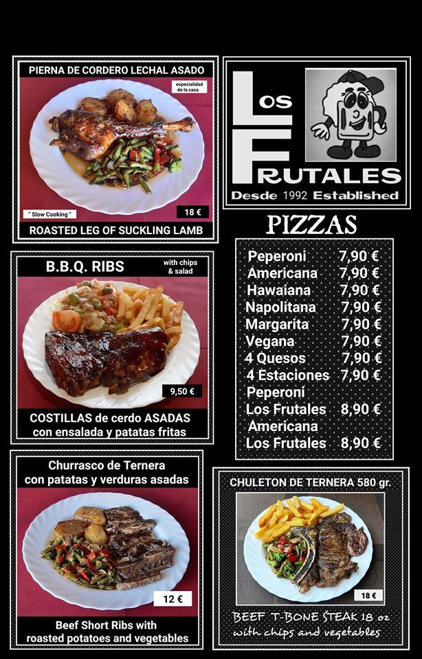 Carta de Los Frutales Sports Bar, Torrevieja