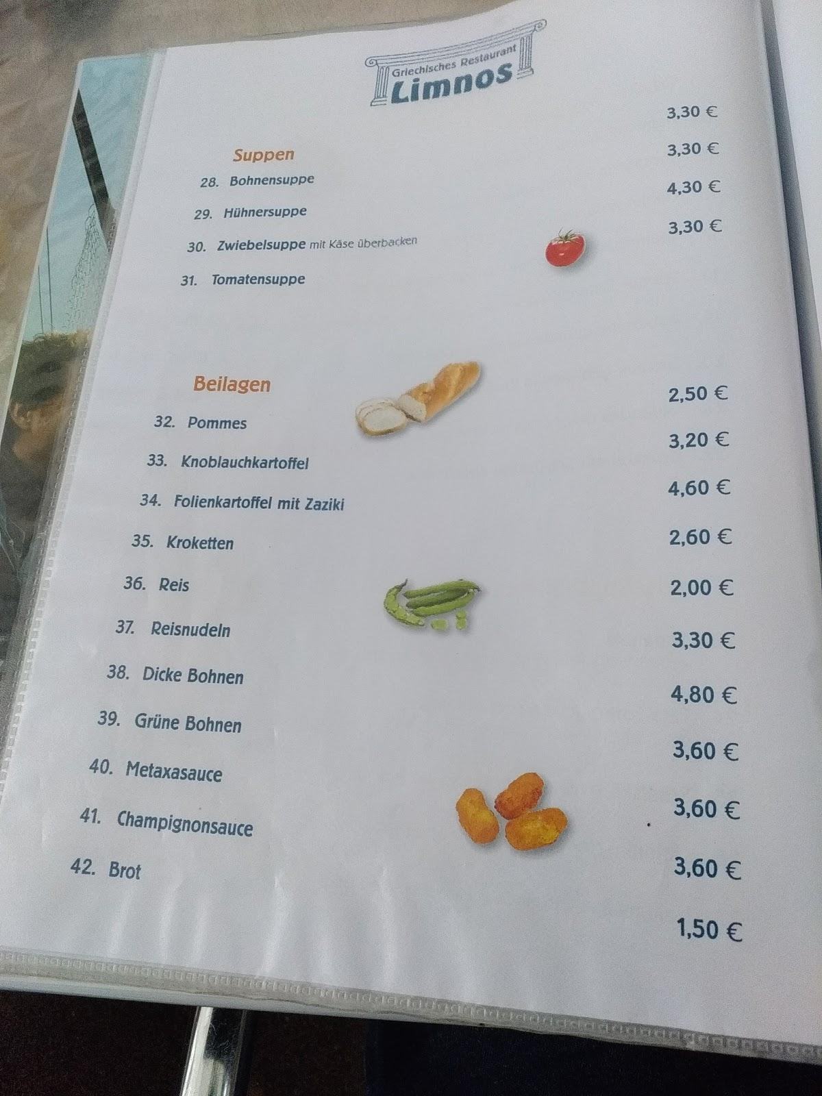 Speisekarte von Restaurant Limnos, Karlshagen