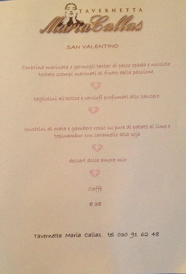 Menu at Tavernetta Maria Callas restaurant, Sirmione