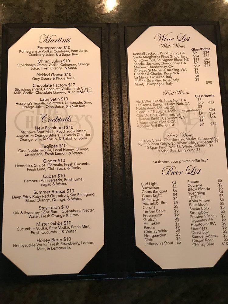 Menu at The Chimneys Restaurant, Gulfport, E Beach Blvd