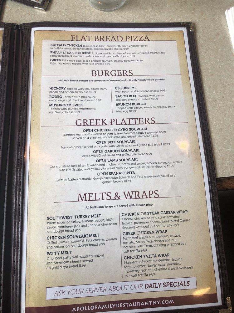 Menu at Apollo Family Restaurant, Buffalo, South Park Ave