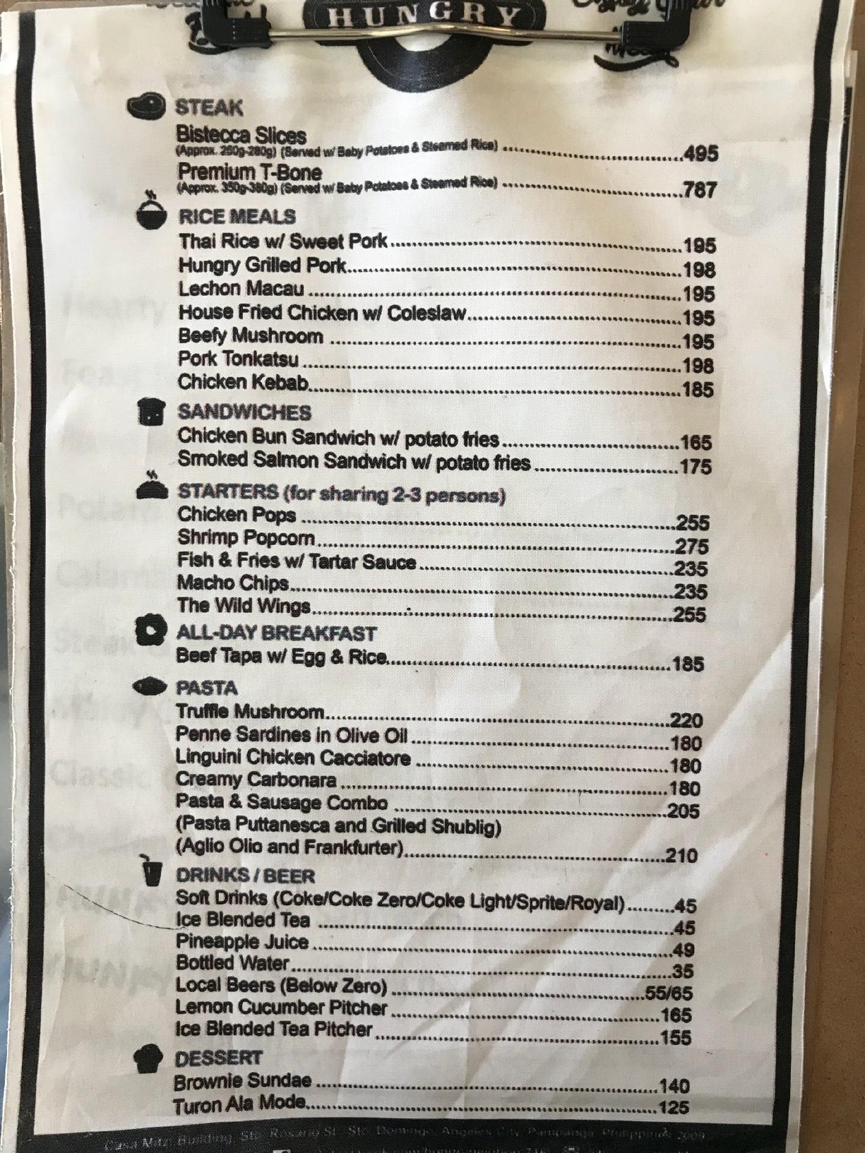 Menu at Hungry Neighbors fast food, Angeles, 4HHW+6JJ