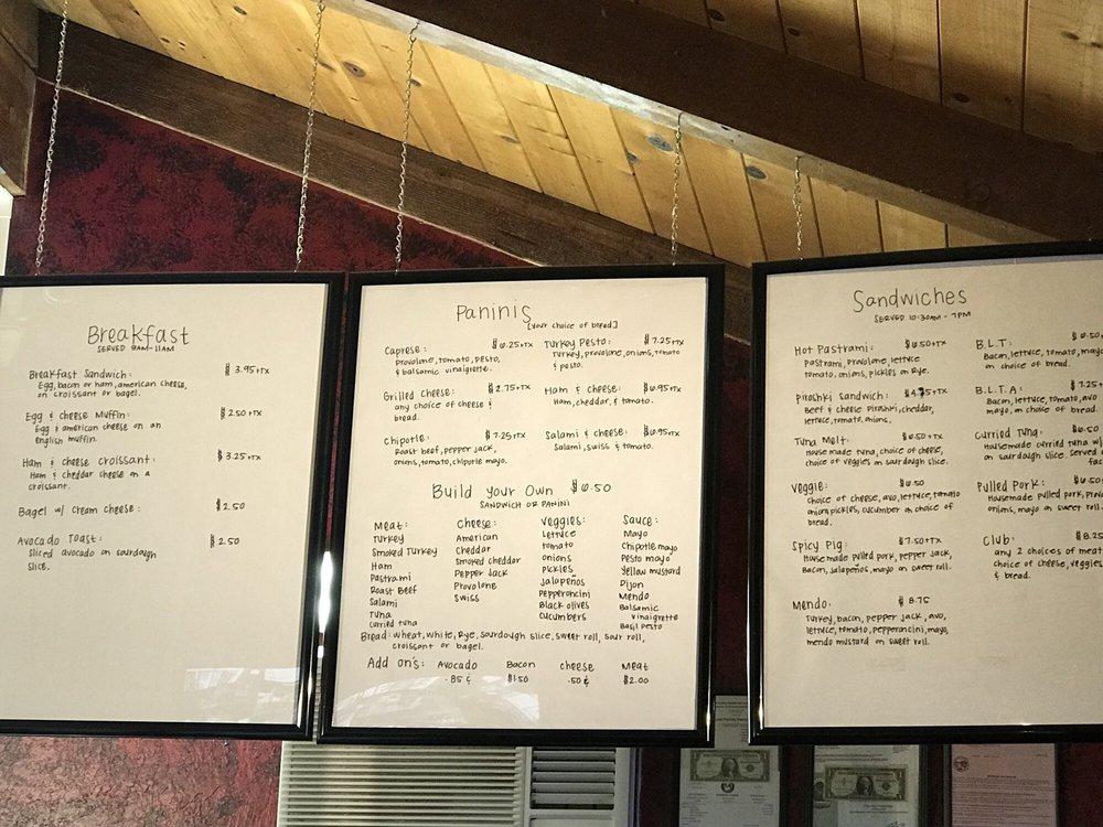 Menu at Karkar’s Deli restaurant, Willits
