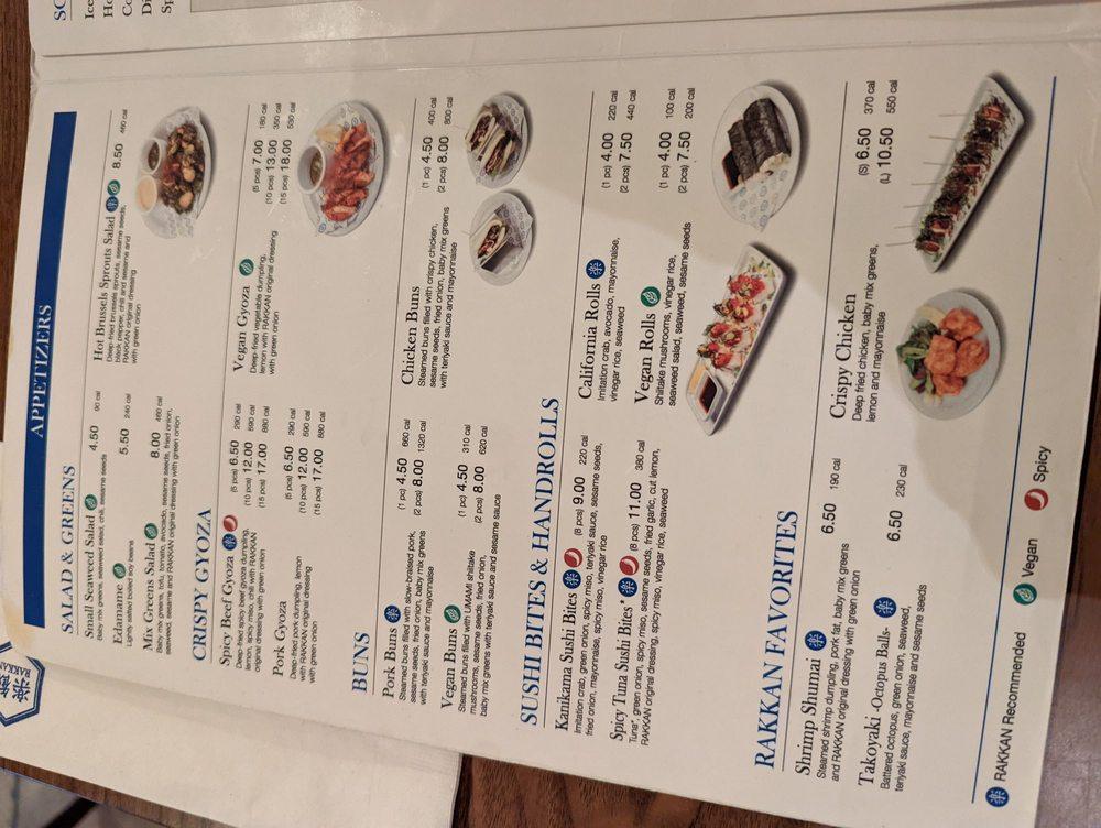 Menu at Rakkan Ramen restaurant, Houston