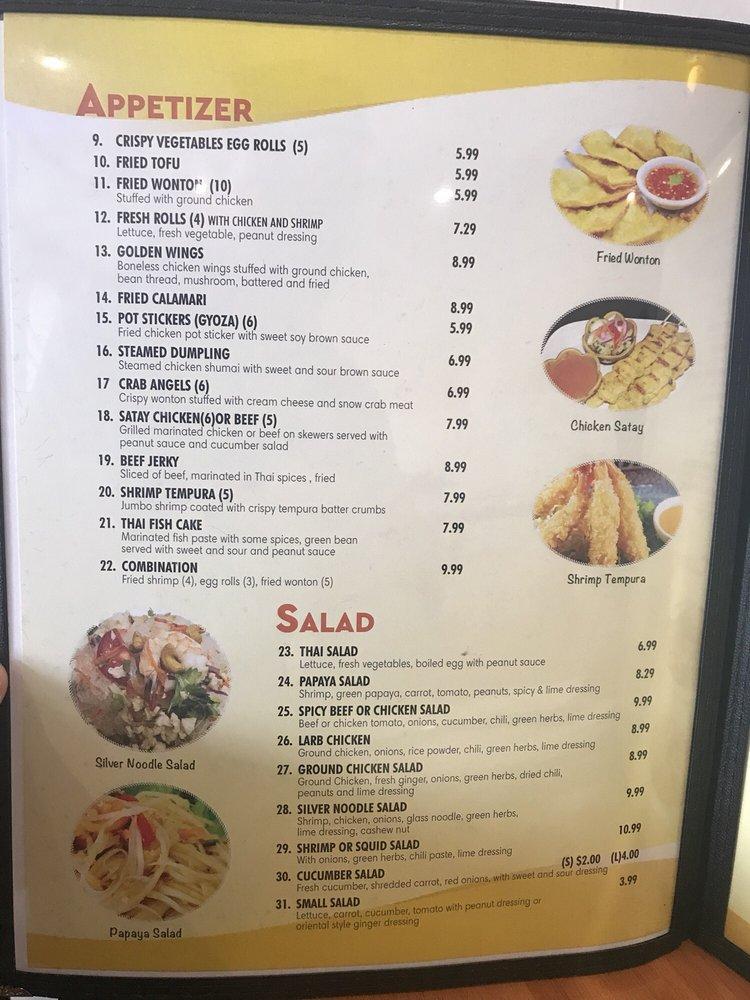 Menu at Thai Hachapi restaurant, Tehachapi