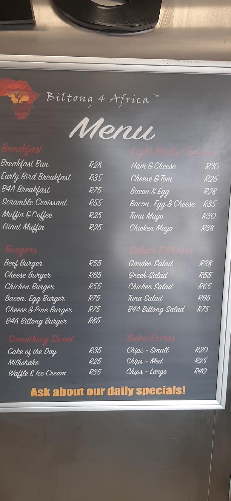 Speisekarte von Boer Meisie - Biltong (Biltong 4 Africa), Kapstadt