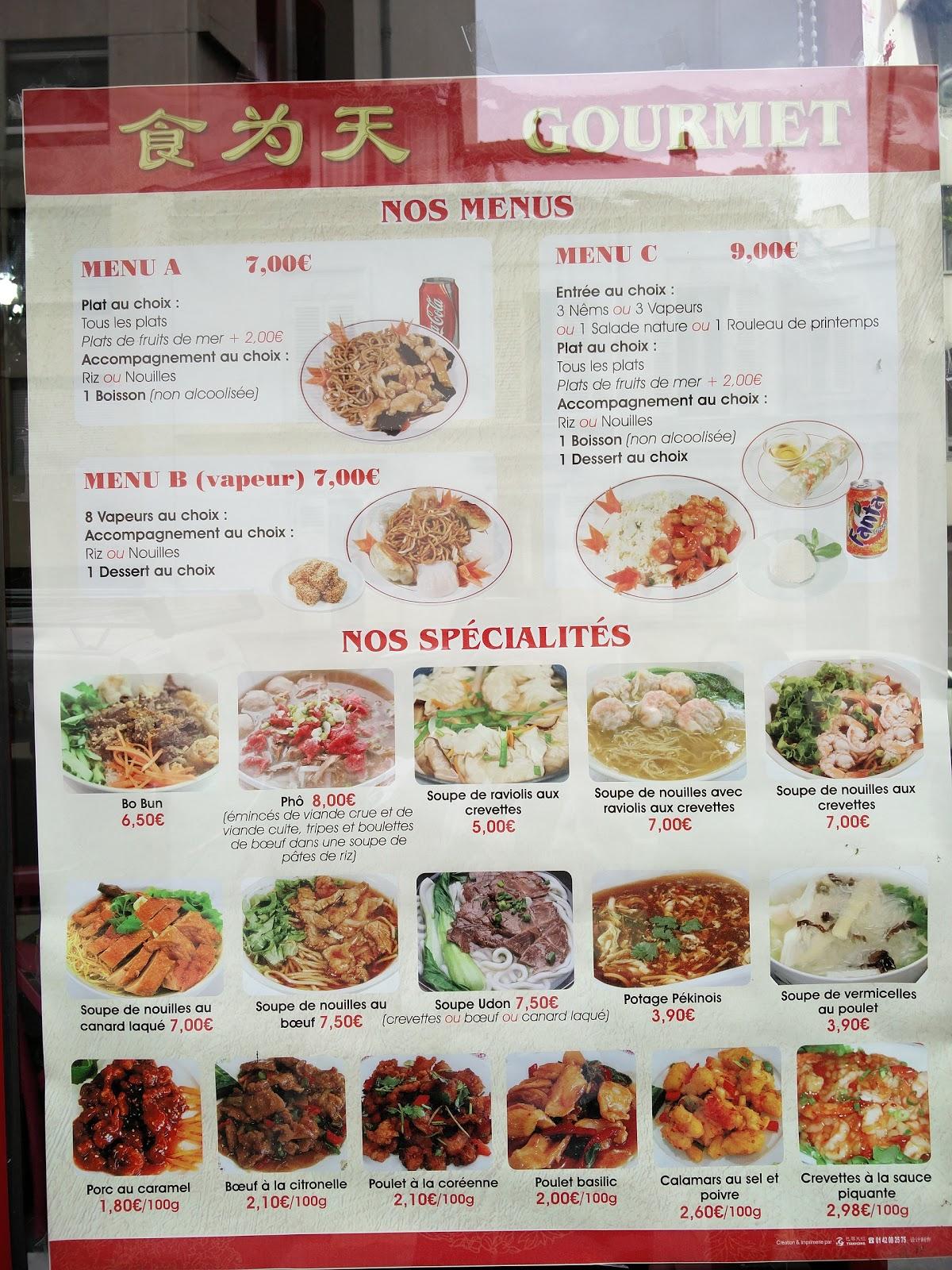 Menu au Chez Owen restaurant, Paris