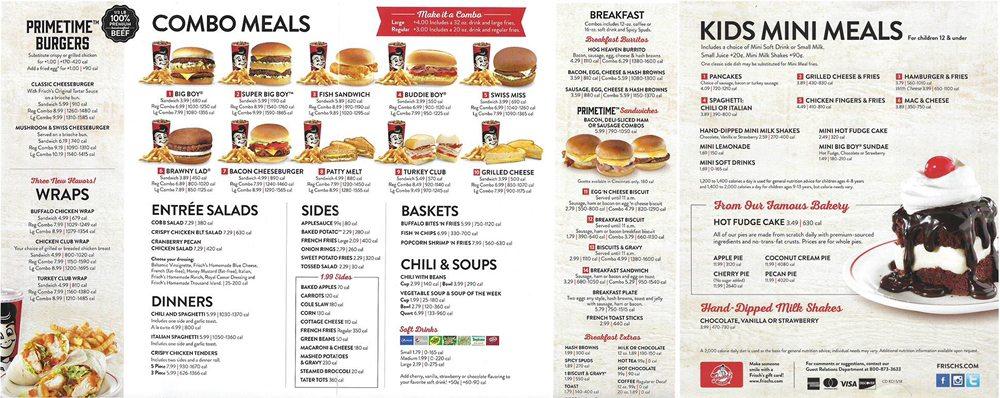 Menu at Frisch's Big Boy of Ironton, Ohio restaurant, Ironton, 301 S 9th St