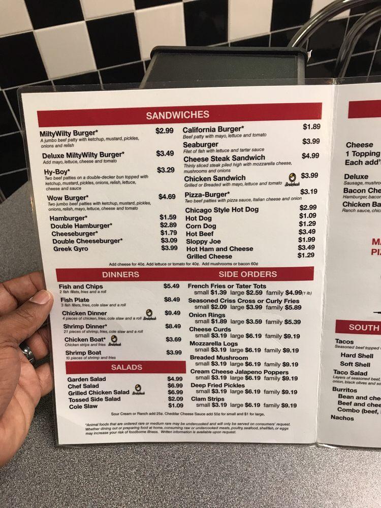 Menu at Milty Wilty Drive-In restaurant, Wautoma