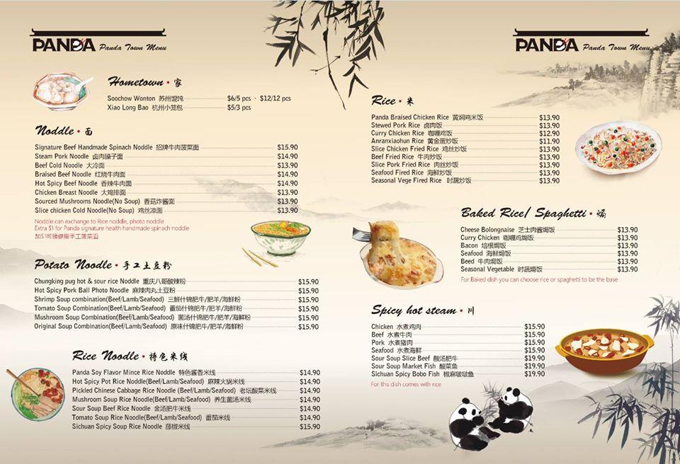 Menu at PANDA TOWN restaurant, Auckland