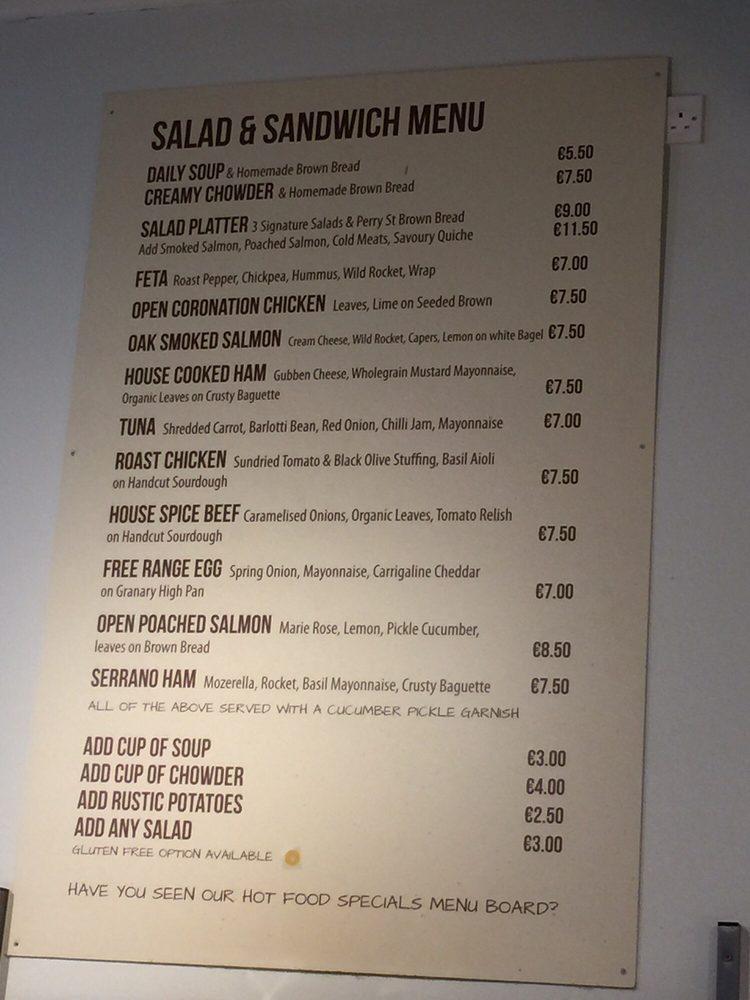 Menu at Perry Street Market Cafe, Cork, Perry St