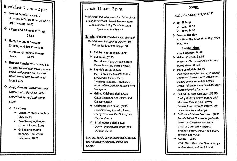 Menu at Red Brick Cafe, Franklinton