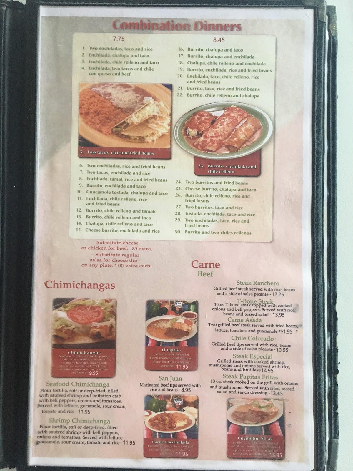 Menu at San-Juan restaurant, Covington