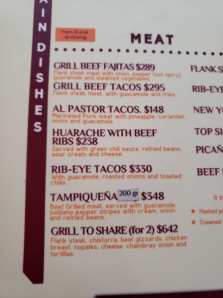 Menu at La Taba pub & bar, Mexico City, Terminal 2