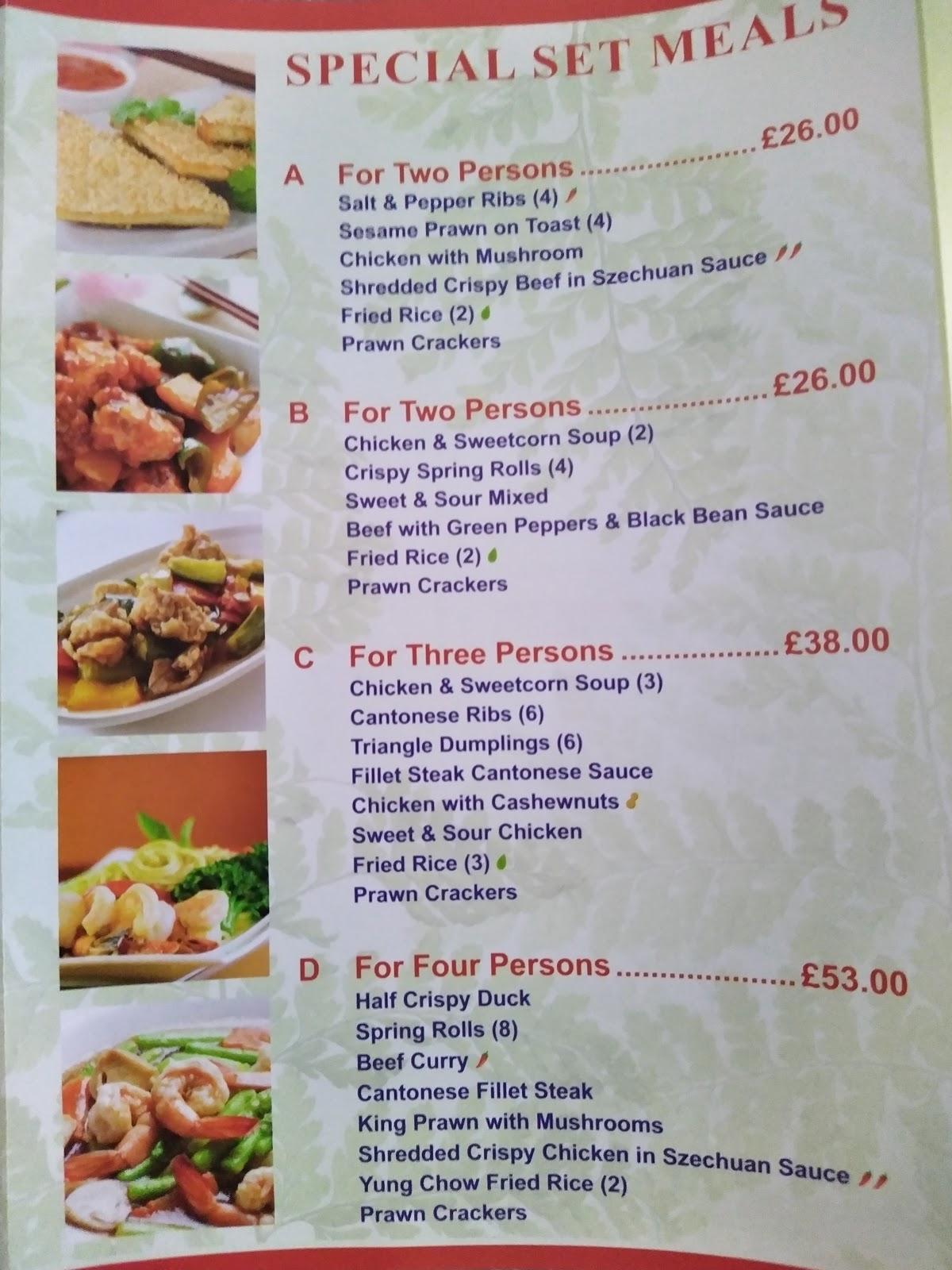 Menu at Sun Sing restaurant, Nantwich