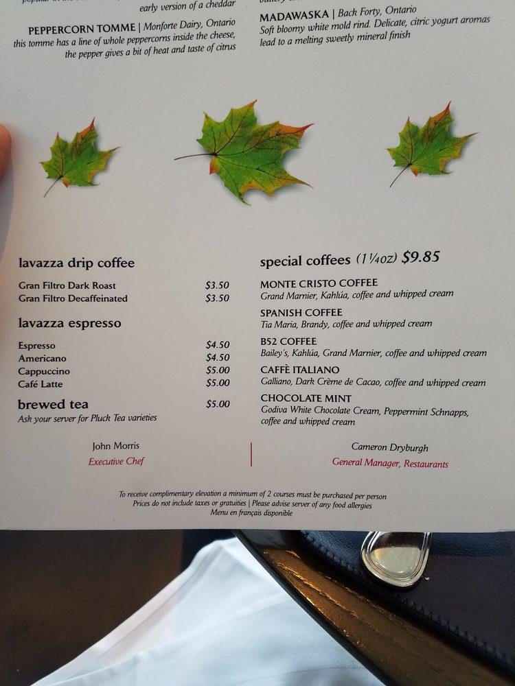 Menu at 360 The Restaurant at the CN Tower, Toronto