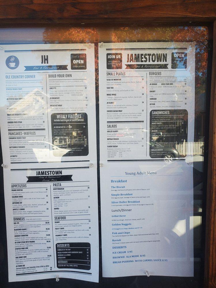 Menu at Jamestown Hotel Restaurant, Jamestown