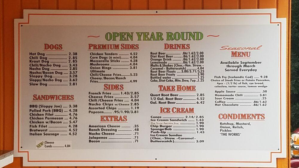 Menu at John's Drive-In fast food, Waukesha