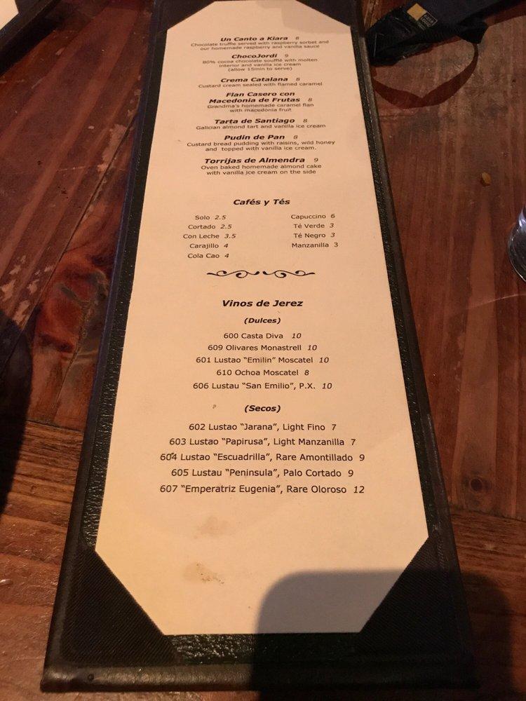 Menu at Manolo Tapas pub & bar, New York City