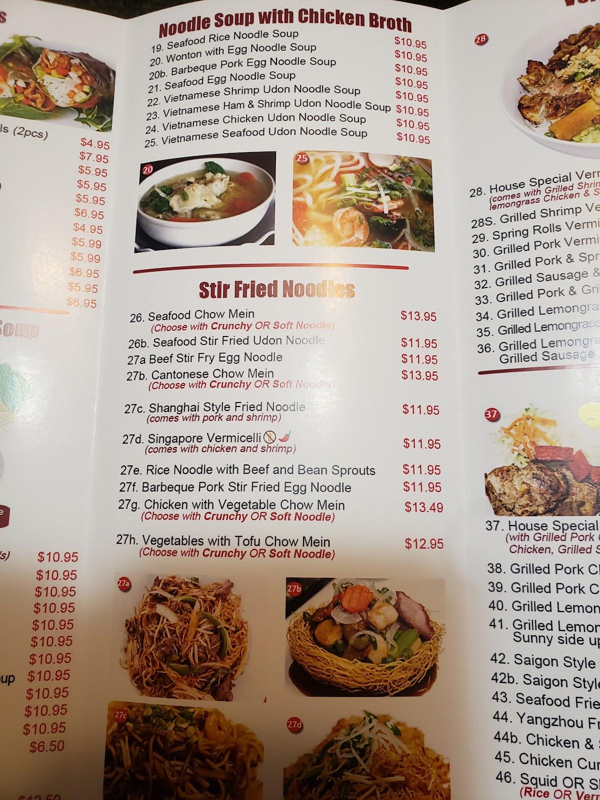 Menu at Ng Saigon Boys restaurant, Peterborough