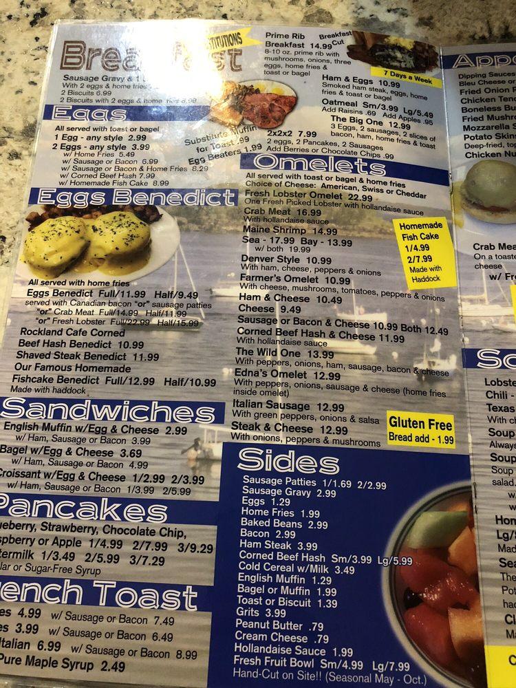 Menu at Rockland Café restaurant, Rockland