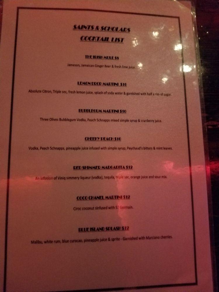 Menu at Saints & Scholars pub & bar, Yonkers