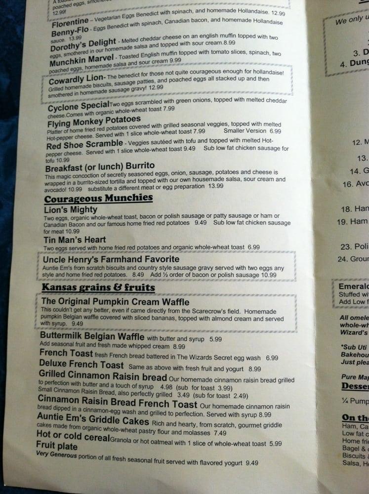 Menu at Egghead's Restaurant, Fort Bragg