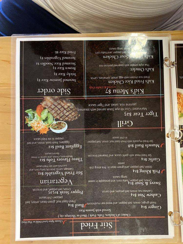 Menu at Elephant Thai Restaurant, South Charleston
