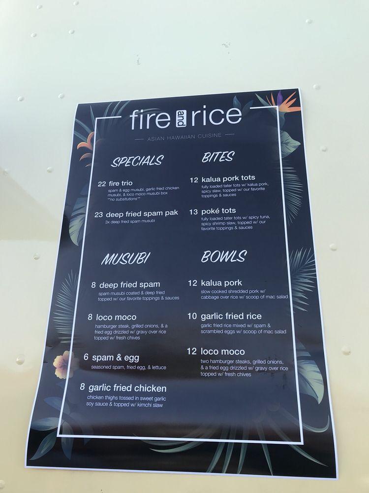 Menu at Fire and Rice, Mountain View