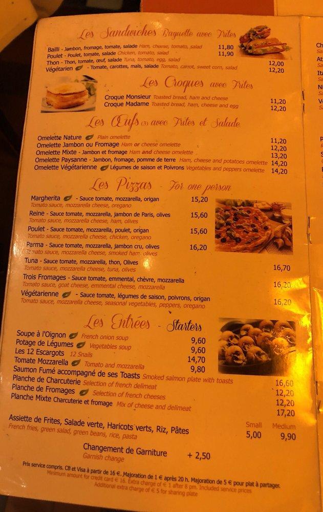 Menu at Le Bailli de Suffren restaurant, Paris, 7 Av. de Suffren
