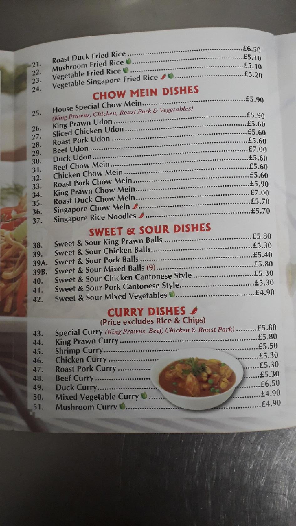 Menu at Silver Star fast food, Wragby
